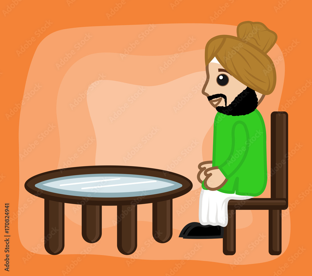 Cartoon Man Waiting in Restaurant Stock Vector | Adobe Stock