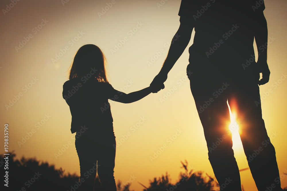 Father Daughter Holding Hands Silhouette