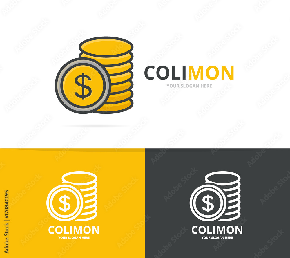 Vector of gold coin logo. Unique cash and bank logotype design template ...