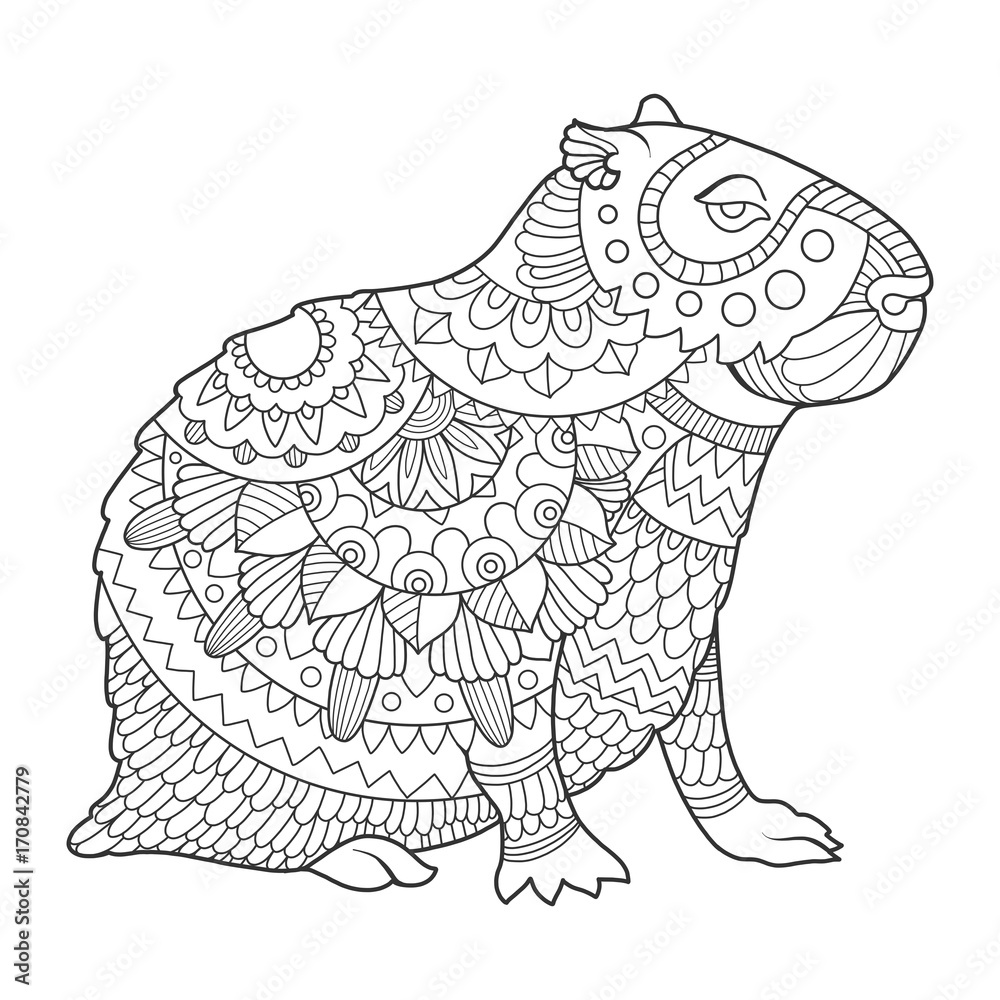 Capybara coloring book vector illustration Stock Vector | Adobe Stock