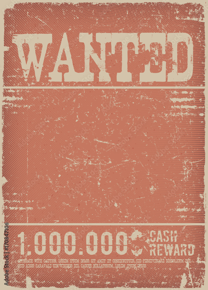Wanted Poster On Red Grunge Background Stock Vector | Adobe Stock