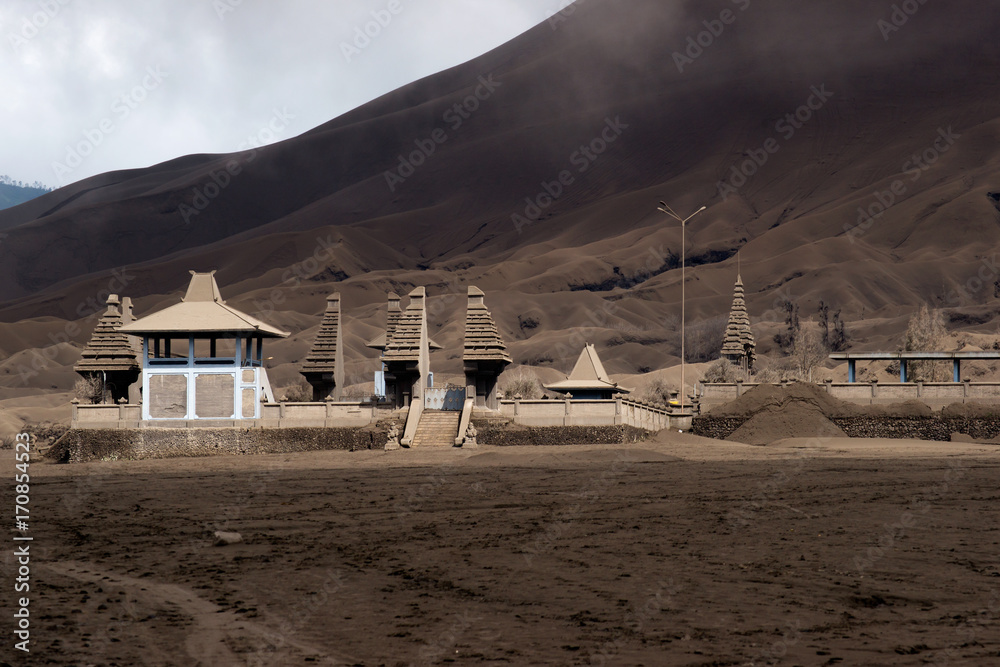 Hindu Temple Pura Luhur Poten at the foot of the active Volcano Bromo ...