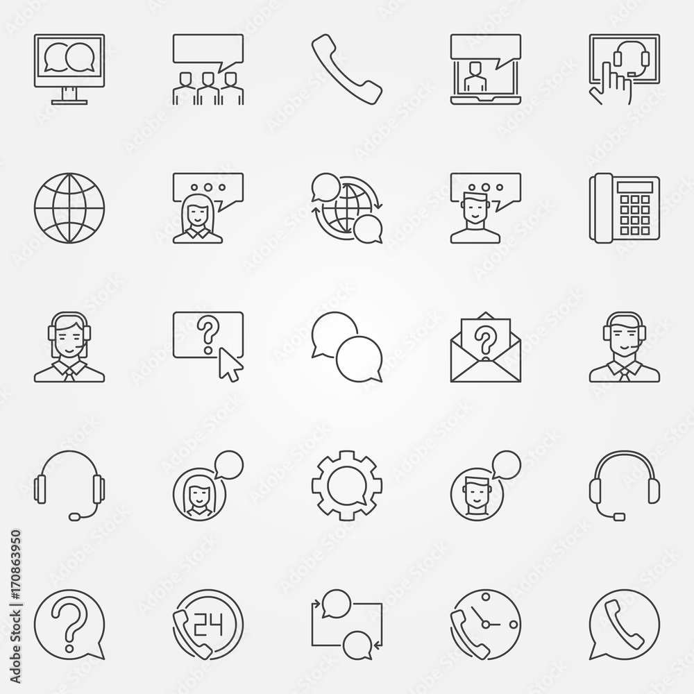 Support service icons set. Vector customer support symbols in th Stock ...