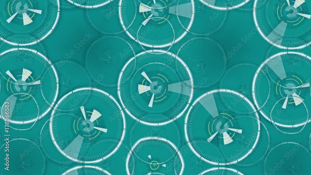 Blue abstract round kaleidoscope animation, hi-tech background with ...