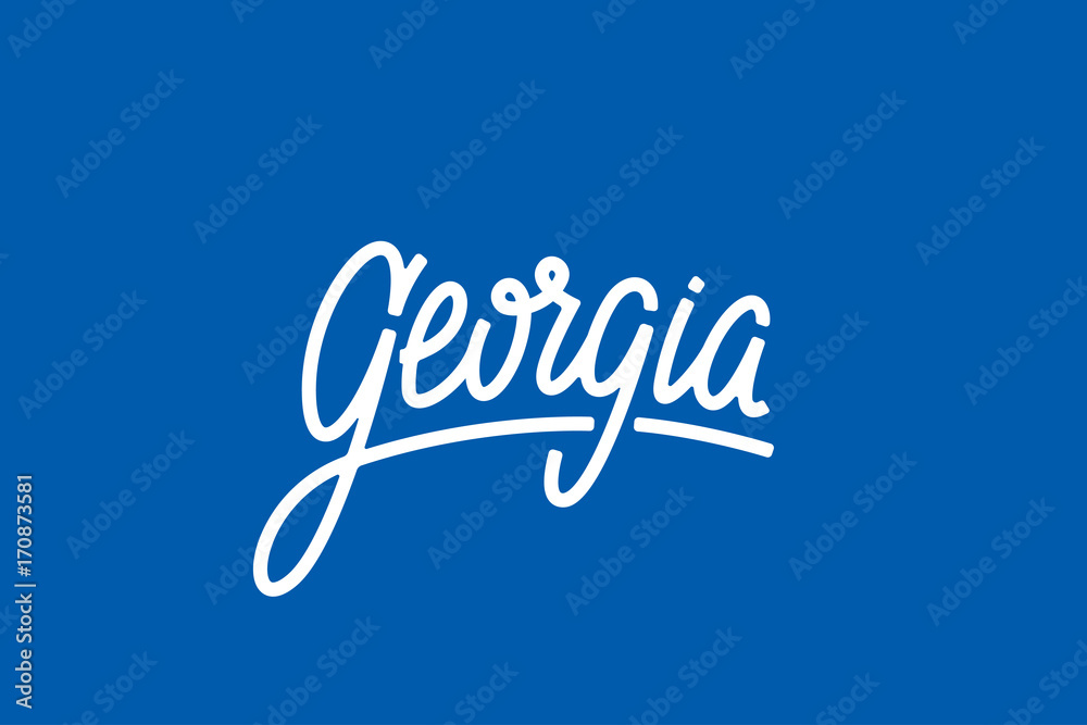 Georgia USA State Word Logo Hand Painted Brush Lettering Calligraphy ...