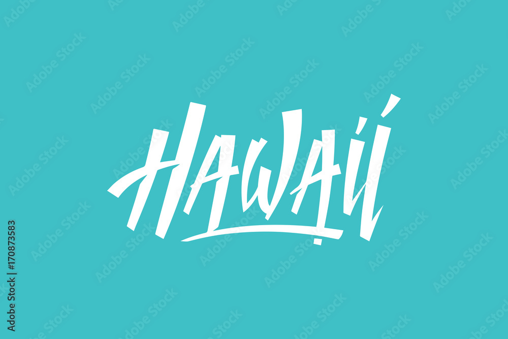 Hawaii USA State Word Logo Hand Painted Brush Lettering Calligraphy ...