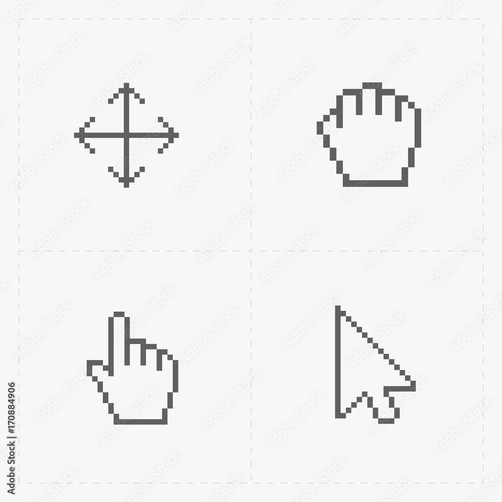 Pixel cursors icons on white.Vector Illustration. Stock Vector | Adobe ...