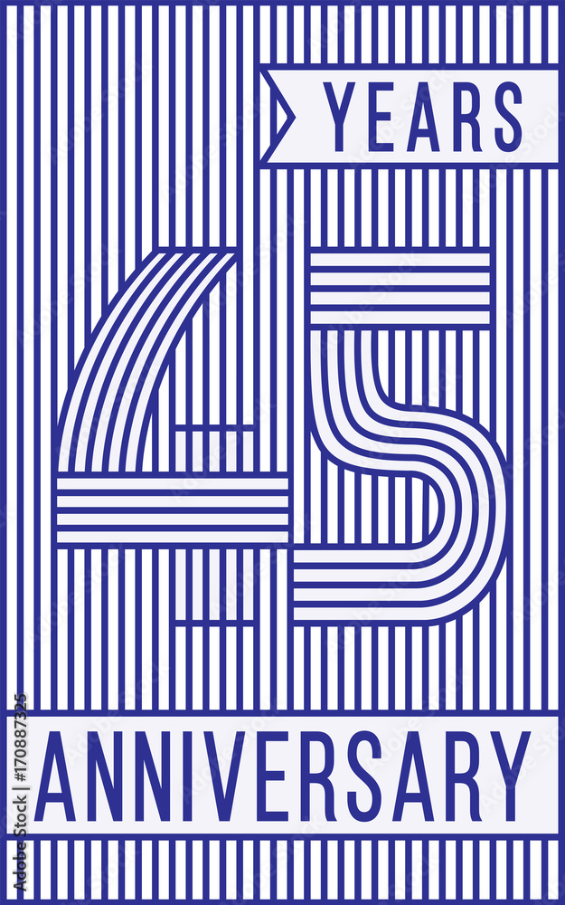 45 years anniversary logo. Vector and illustration. Line art ...