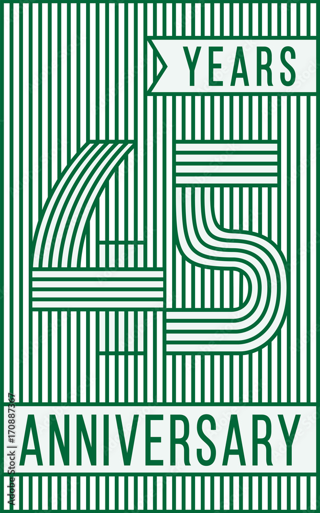 45 years anniversary logo. Vector and illustration. Line art ...