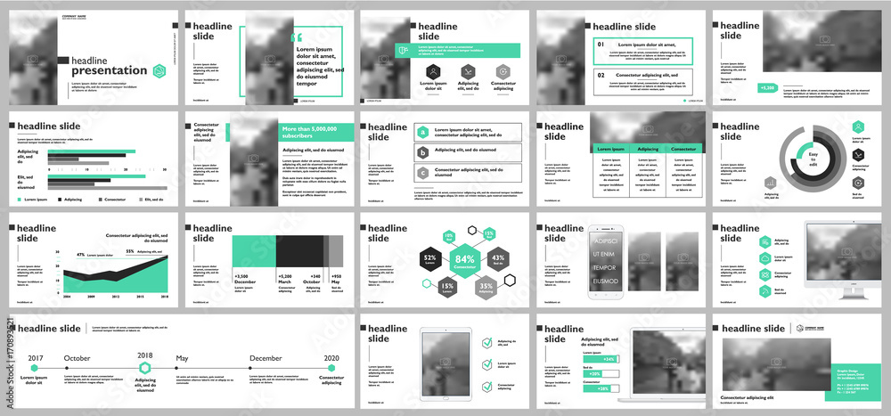 Green presentation templates elements on a white background. Vector ...