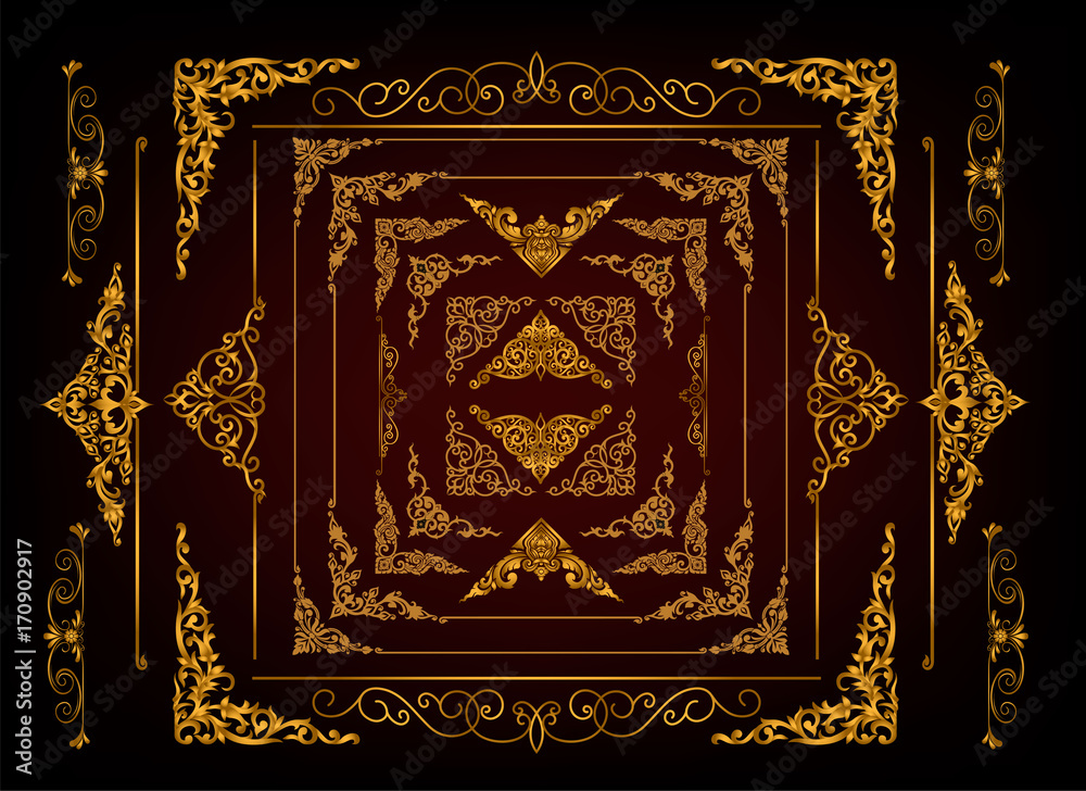 Gold border design, frame photo template, certificate template with ...