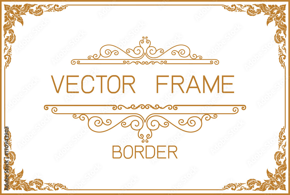 Gold border design, frame photo template, certificate template with ...