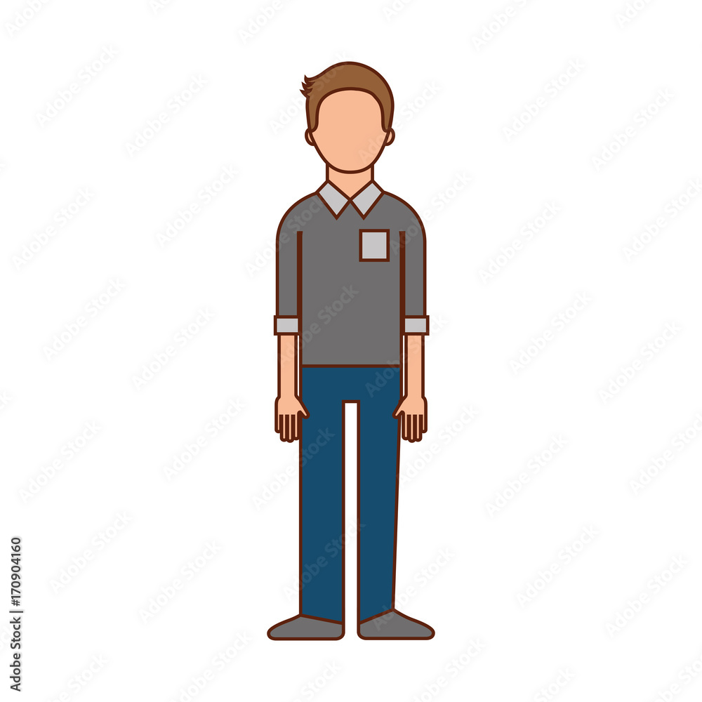 male avatar cartoon standing character man vector illustration Stock ...