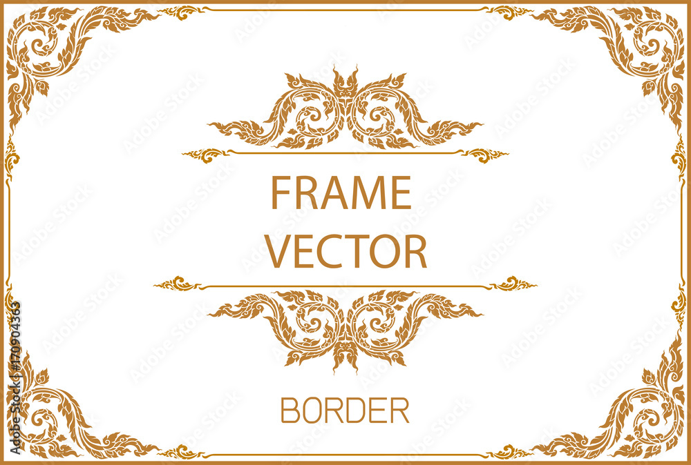 Gold border design, frame photo template, certificate template with ...