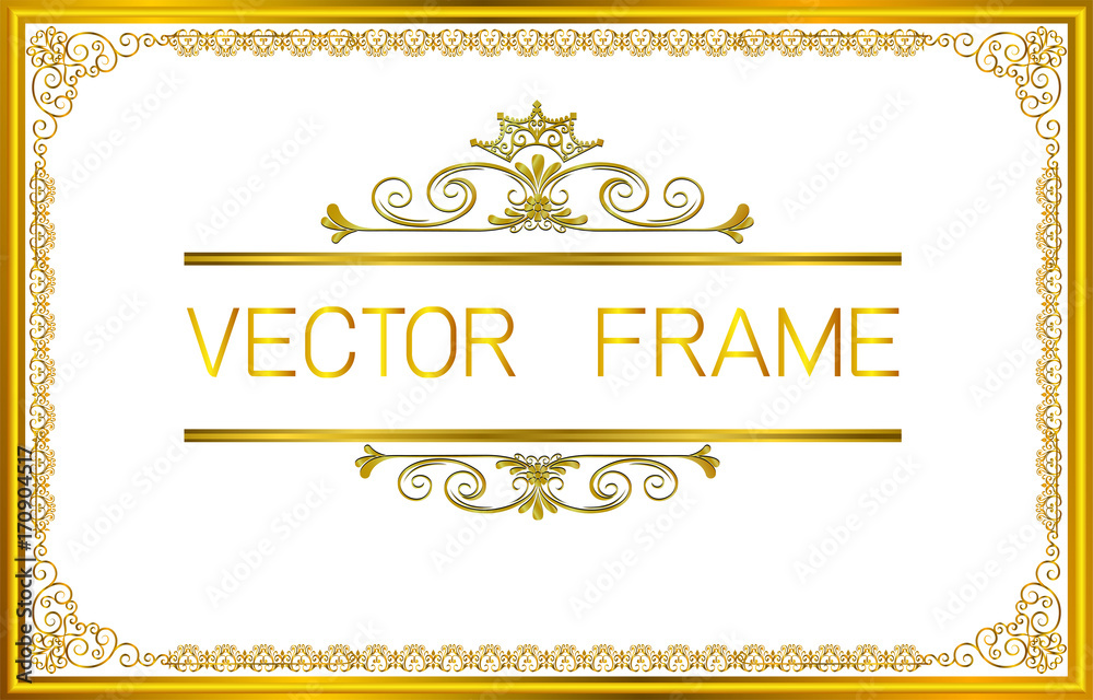 Gold border design, frame photo template, certificate template with ...