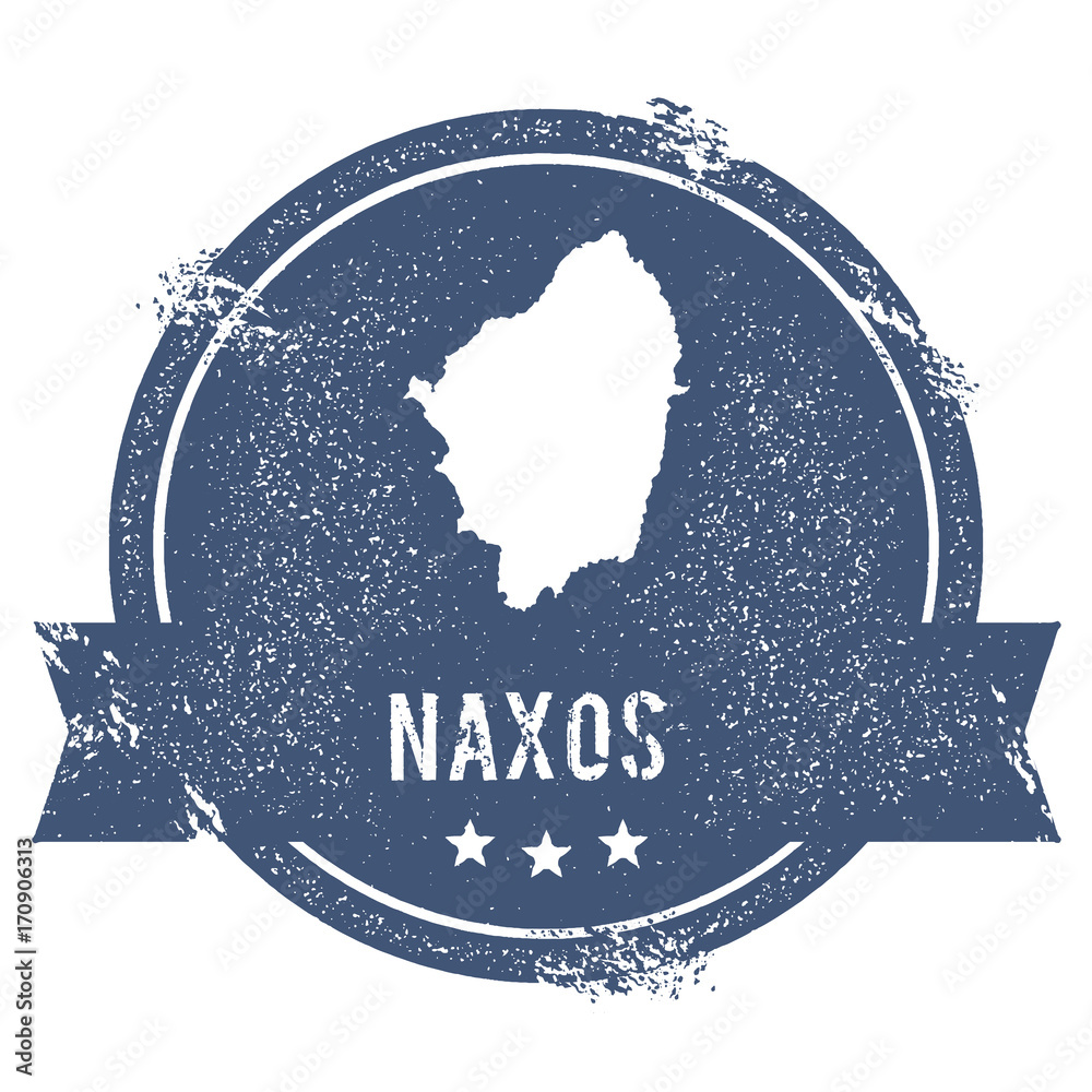 Vetor de Naxos logo sign. Travel rubber stamp with the name and map of ...