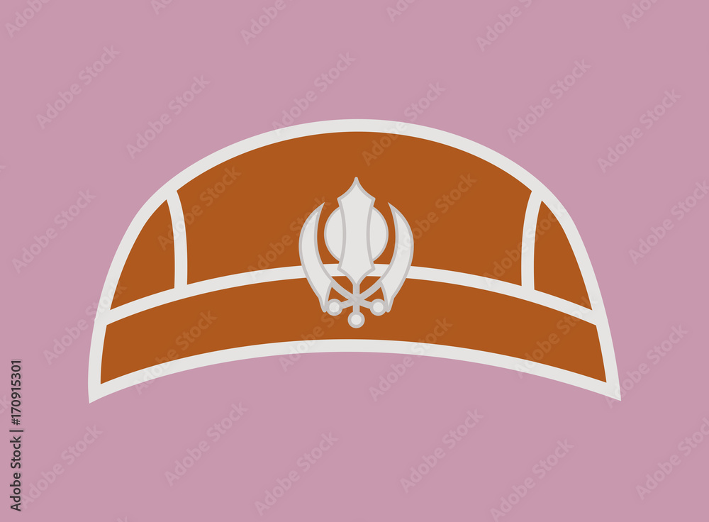 Khalsa Khanda Symbol Cap Vector Illustration Stock Vector | Adobe Stock