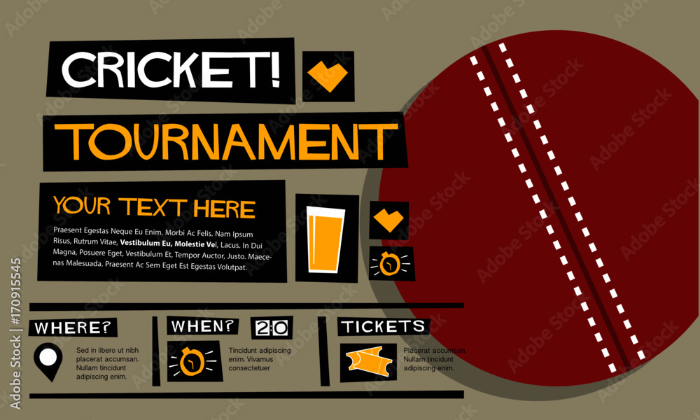 Cricket Tournament (Flat Style Vector Illustration Sports Poster Design ...