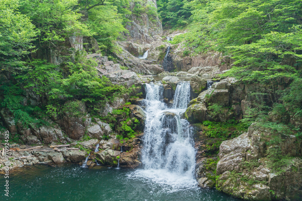 Sandankyo(SANDANTAKI Three-stage waterfall) in Hiroshima,Japan Stock ...