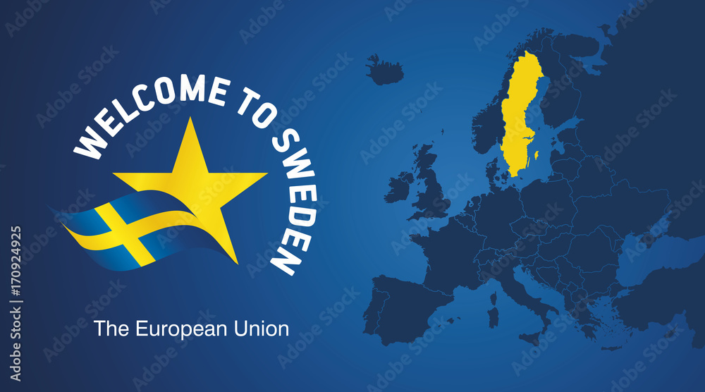 Welcome to Sweden EU map banner logo icon Stock Vector | Adobe Stock