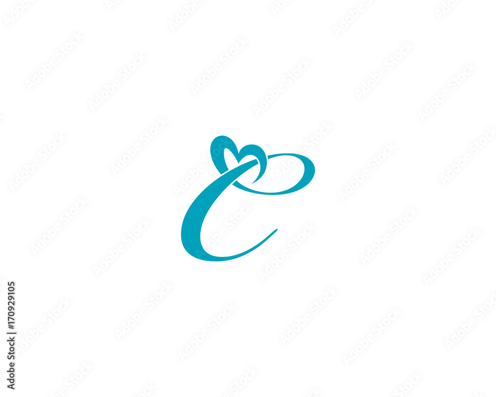 Letter C and heart shape Logo Icon 1 Stock Vector | Adobe Stock