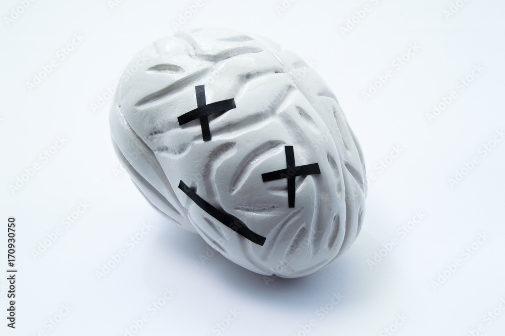 Concept photo of death, critical injury, damage or dead human brain ...