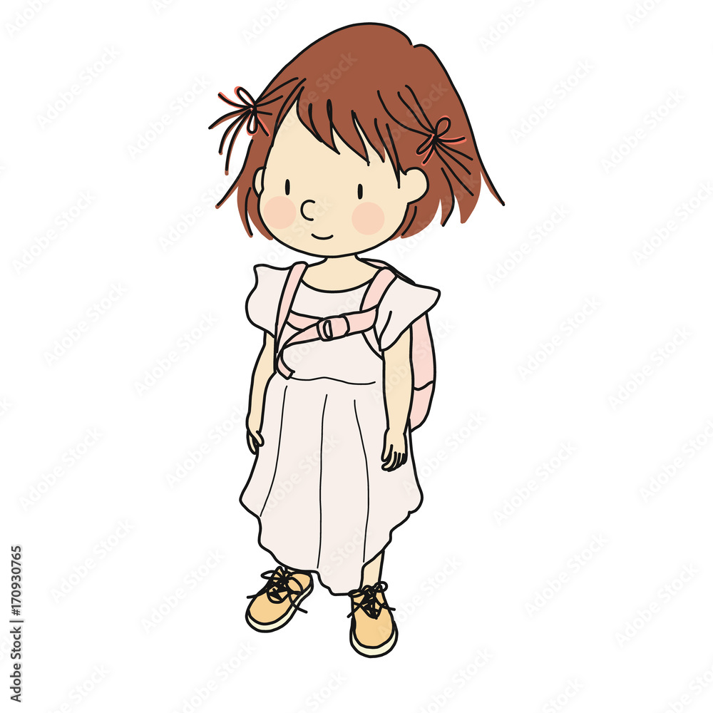 Cartoon Kid With Backpack