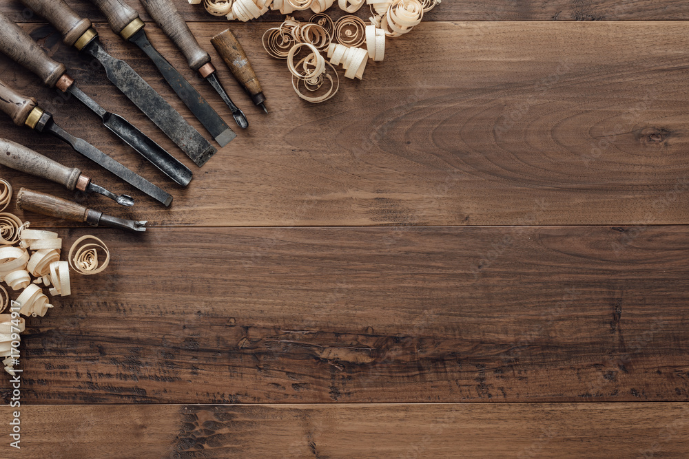 Collection of vintage woodworking tools Stock Photo | Adobe Stock