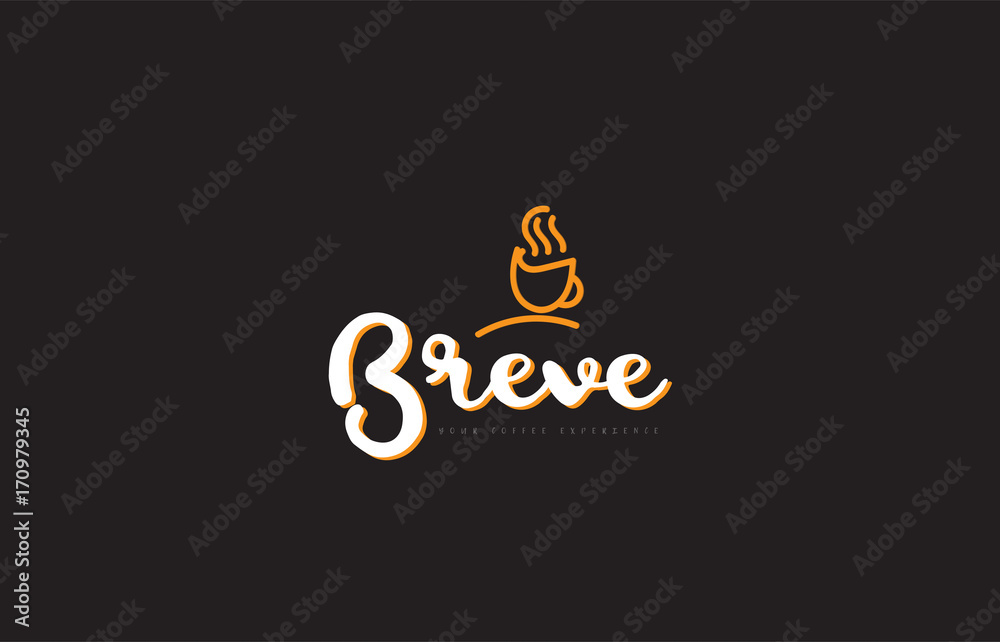breve word text logo with coffee cup symbol idea typography Stock ...