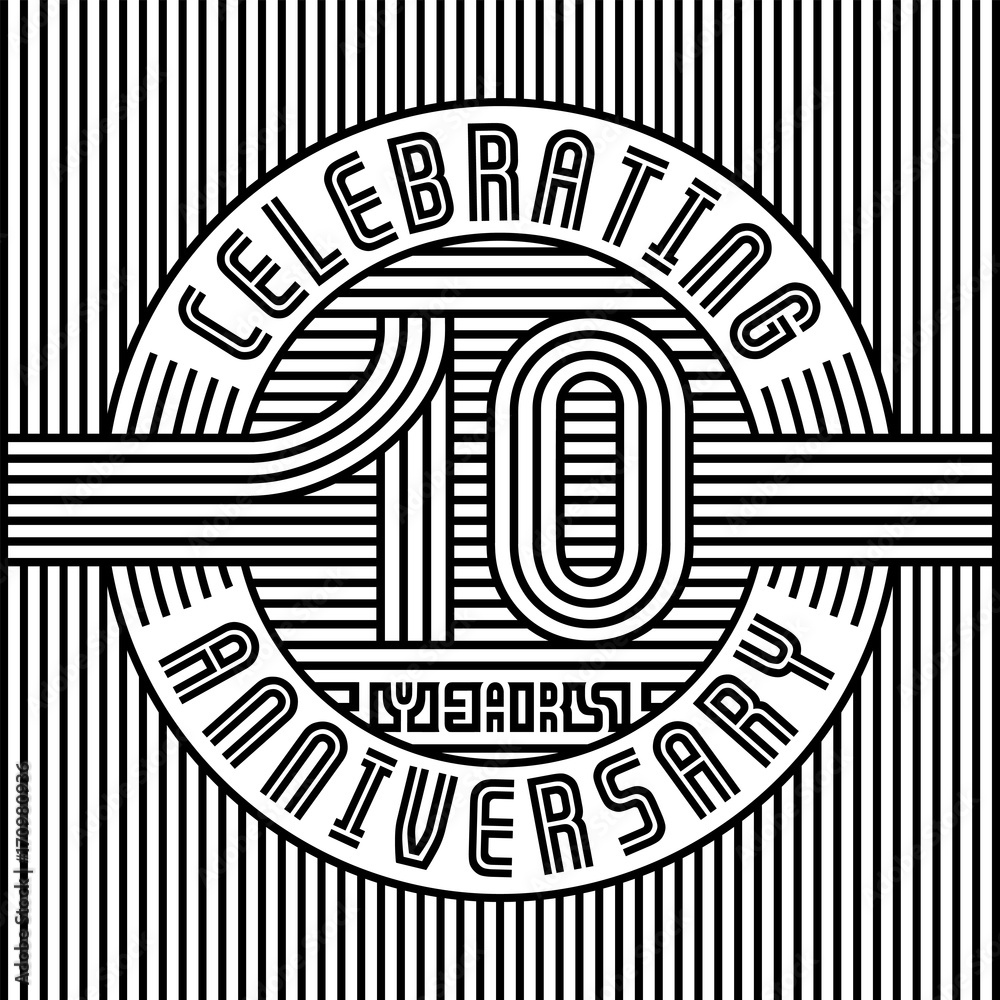 10 years anniversary logo. Vector and illustration. Line art ...
