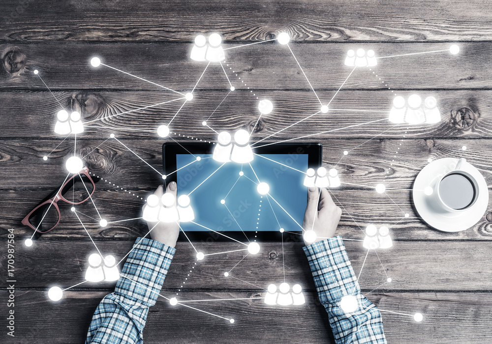 Concept of social communication and networking with social conne Stock ...