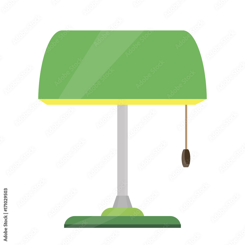 Lamp bankers vector desk illustration green icon bank base brass design ...