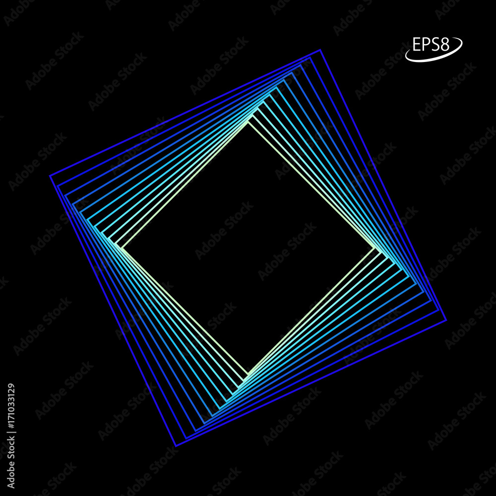 Tilted Square Linear Symbol Design in Blue Tones. Modern Vector ...