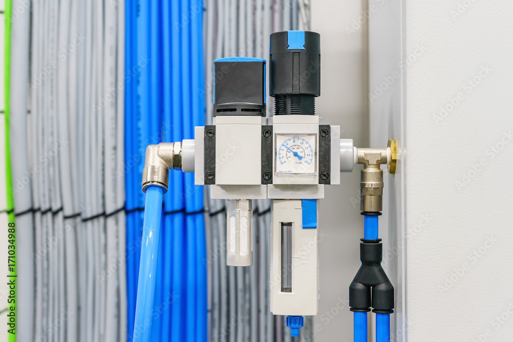 combination unit of air filter and pressure regulator with check valve ...
