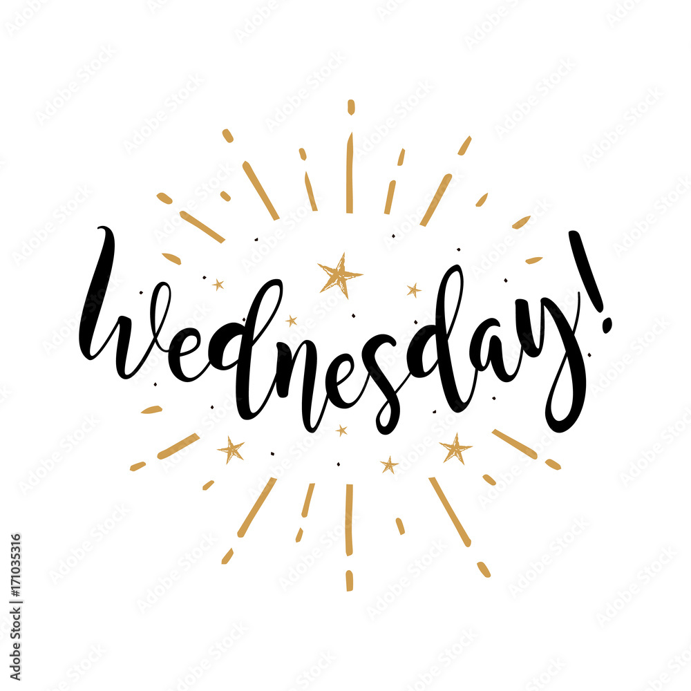 Wednesday. Beautiful greeting card poster with calligraphy black text ...