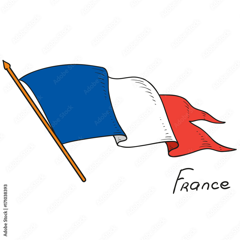 Vector flag of France. National flag France. Isolated object on white ...