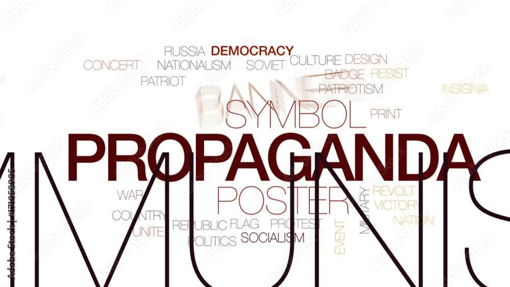 Propaganda animated word cloud, text design animation. Kinetic ...