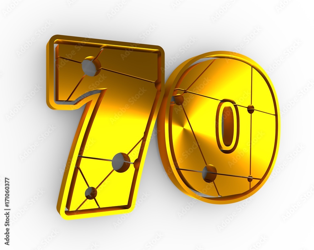 70 number illustration. Classic style sport team font. Golden material ...