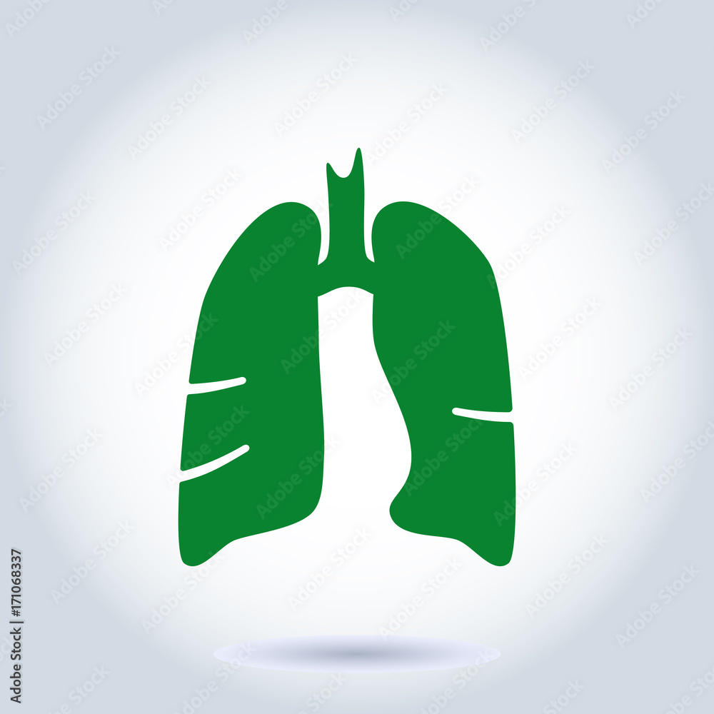 Vector silhouette medical illustration of human body organ - lungs with ...