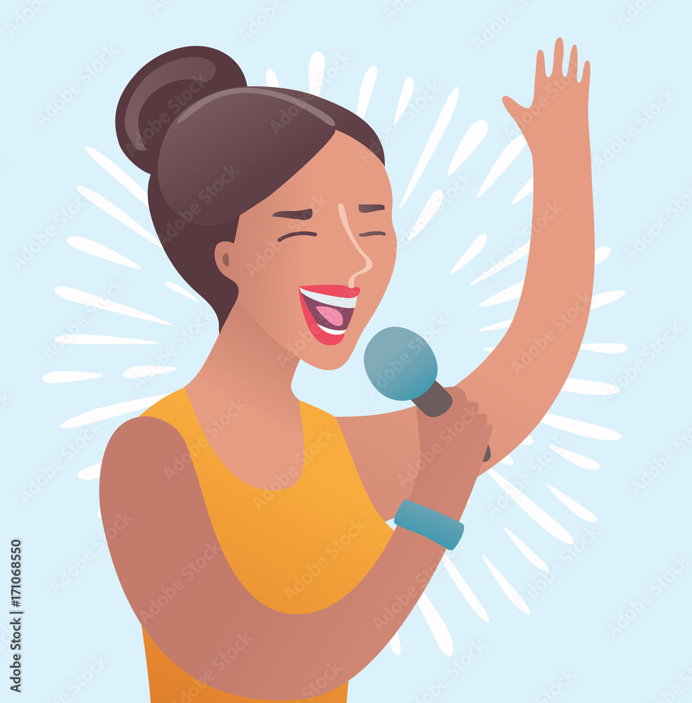 Glamorous African American female singer, cartoon vector illustration ...