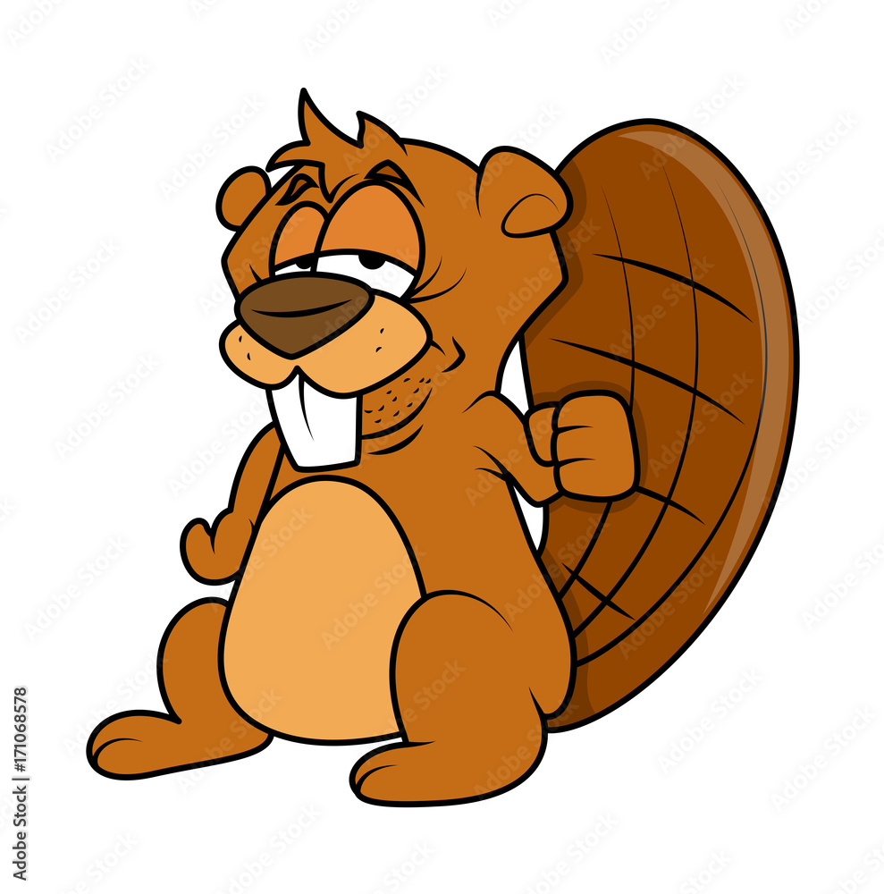 Happy Cartoon Beaver Character Stock Vector | Adobe Stock
