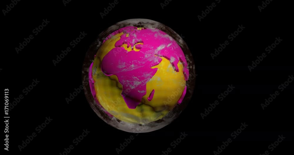 Rotating model of the continents of planet earth , alpha channel Stock ...