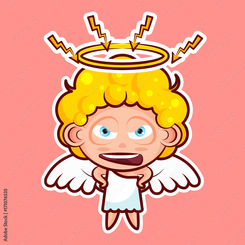 Sticker emoji emoticon, emotion swear, angry, lightning, vector ...