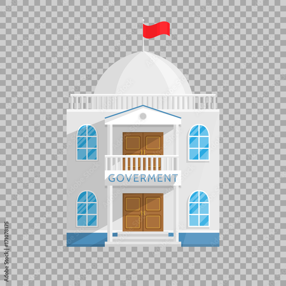 Government building in Flat style isolated on transparent background ...