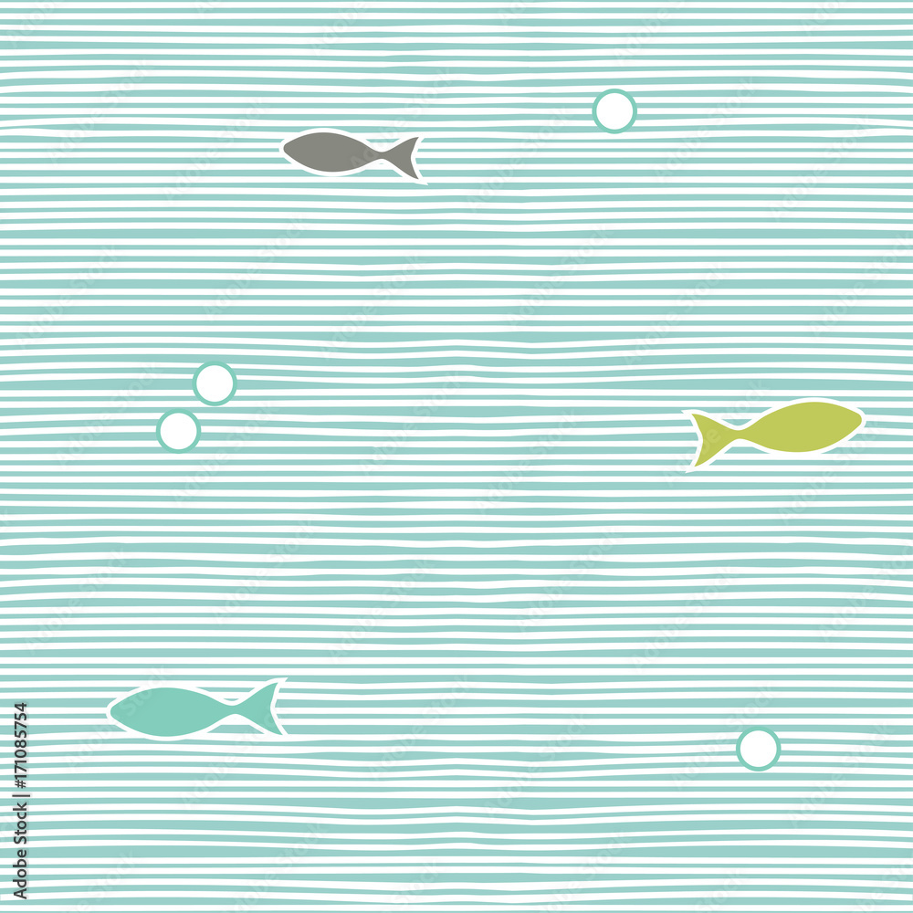 Vector seamless sea pattern with blue and white horisontal lines and ...