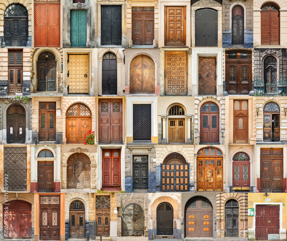 Set of 45 old doors and gates from Lvov, Ukraine. Examples of world ...