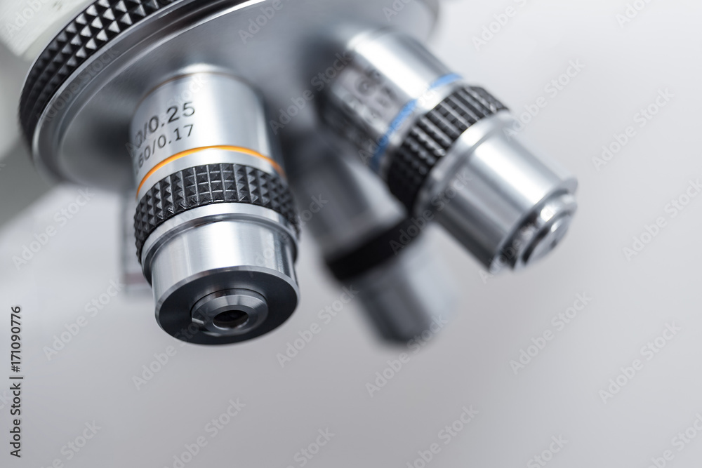 Optical microscope - science and laboratory equipment. Microscope is ...