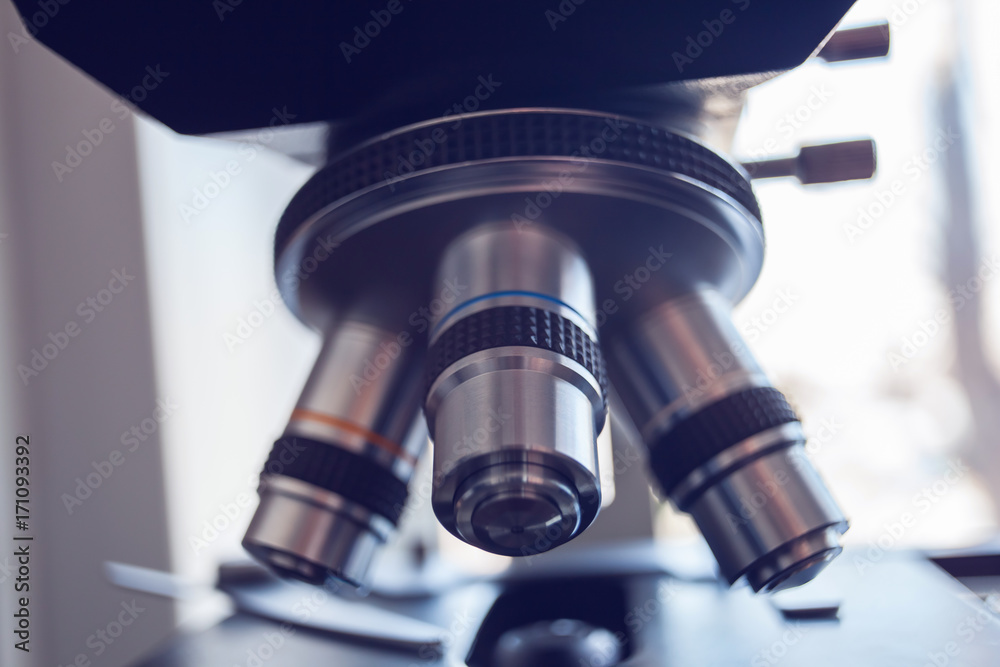 Optical microscope - science and laboratory equipment. Microscope is ...