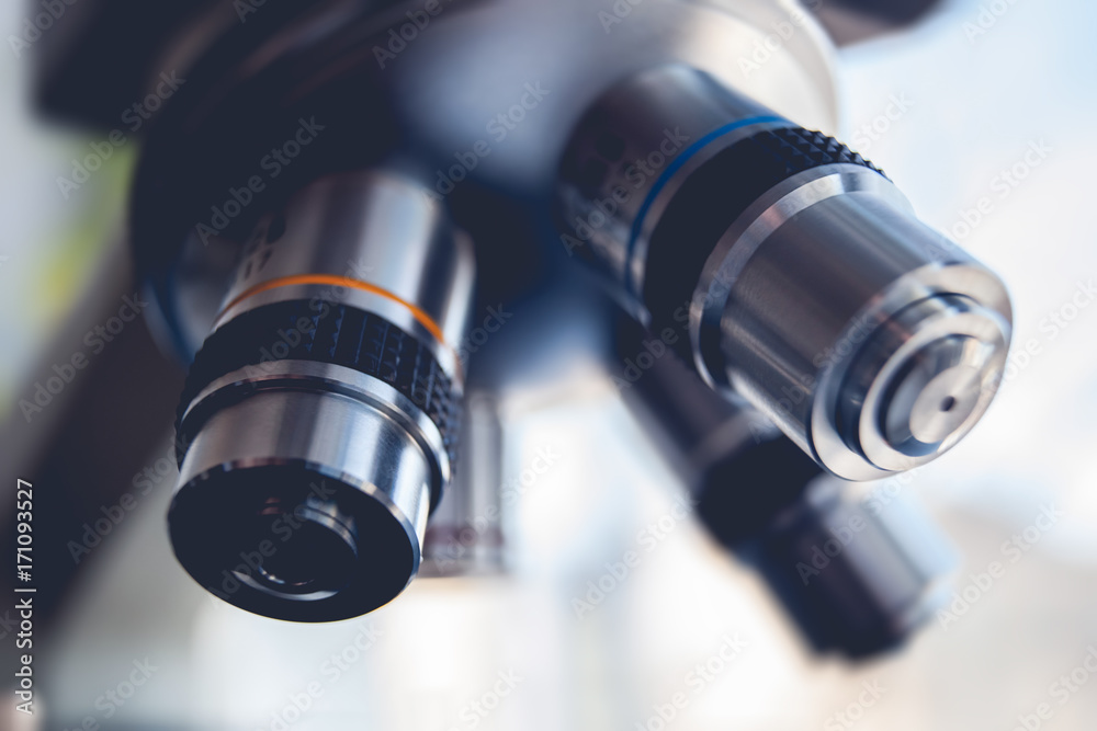 Optical microscope - science and laboratory equipment. Microscope is ...