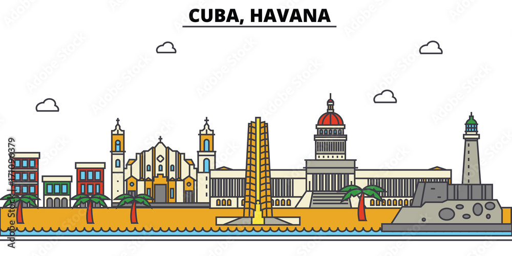 Cuba, Havana. City skyline: architecture, buildings, streets ...